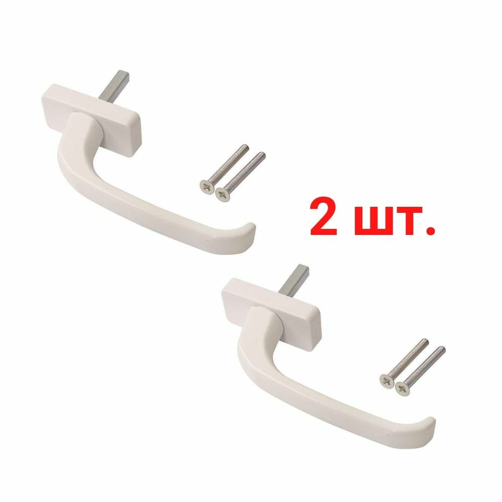 Ручка оконная "Twist" штифт 38 мм. Белая. 2 штуки. 4 болта