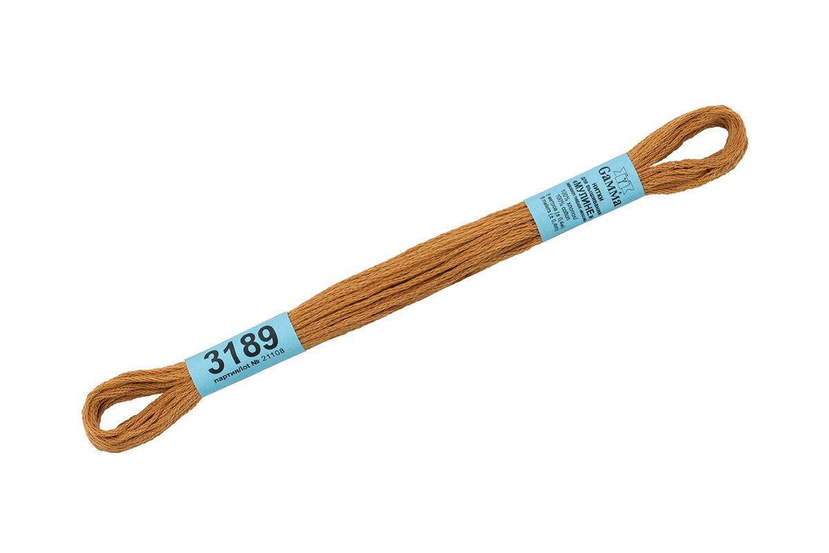 Мулине "Gamma" 100% хлопок 8 м №3189 горчичный