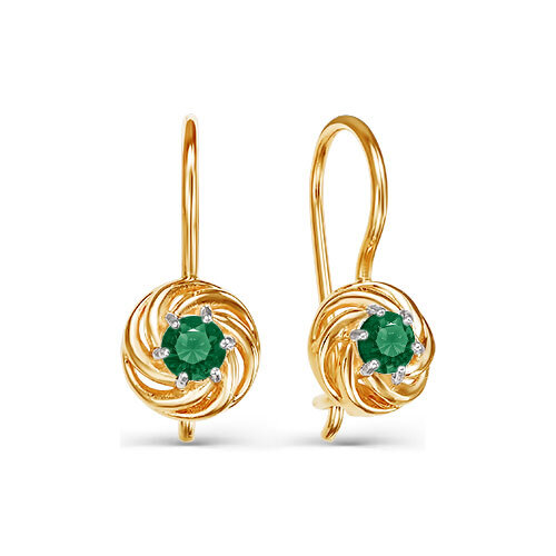 Серьги, золото, 585 проба, кварц синтетический