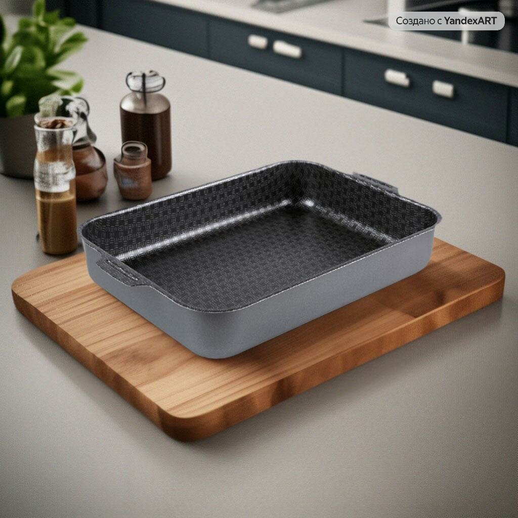 Противень антипригарный для духовки линейки Лён, 19*25 см. без крышки