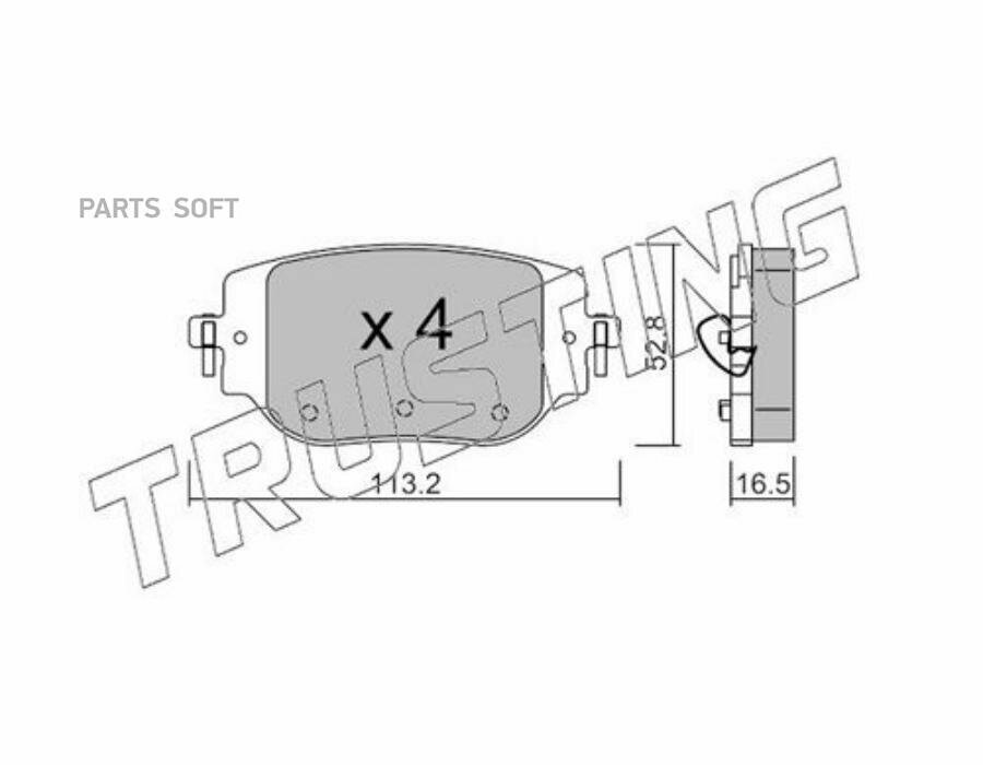 К-т дисков. тормоз. колодок Peugeot Expert III, Citroen Jumpy III , Opel Vivaro C Van, Zafira Life Bus 2016- Rear Trusting арт.