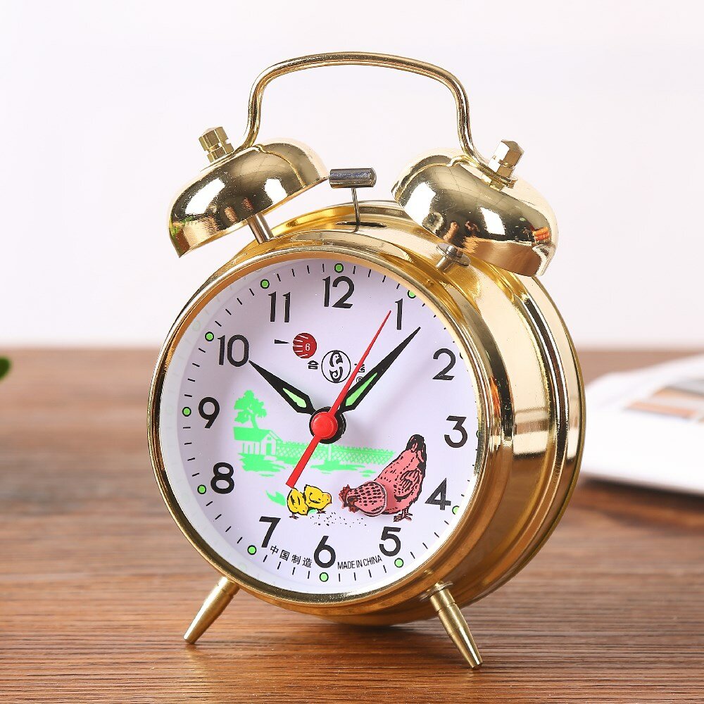 Светящийся механический заводной будильник из Хэфэя, электронный громкий будильник с курочкой, поедающей рис, ретро-ностальгический старинный будильник.