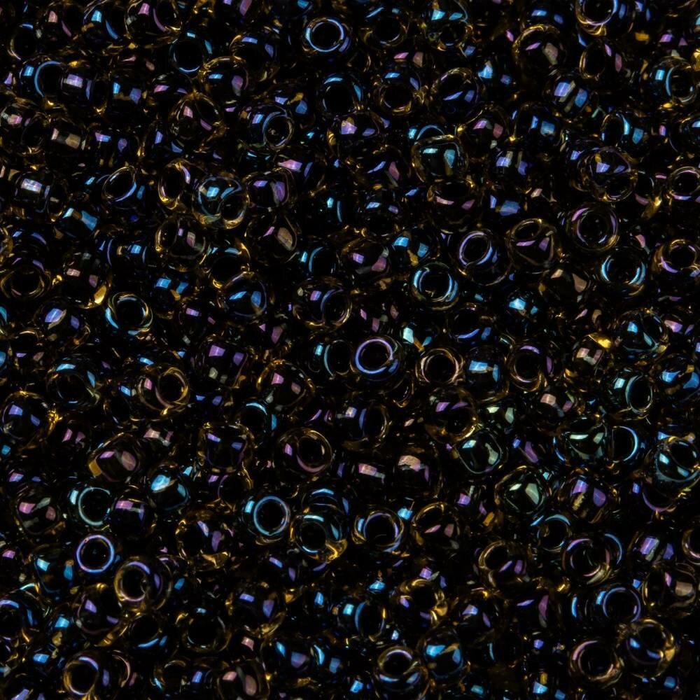 Бисер TOHO круглый, размер 11/0, цвет #245 (Окрашенный изнутри, радужный бледно-желтый/чёрный), 10 грамм
