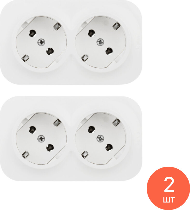 Розетка силовая штепсельная Legrand / Легранд Quteo блок 2х2К+3, 16А 250В IP20, белая с предварительным подключением, без шторок 782233 / электрооборудование (комплект из 2 шт)