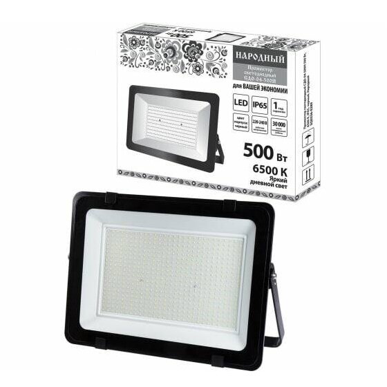 Прожектор светодиодный СДО-04-500Н 500 Вт, 6500 К, IP65, черный, Народный, TDM SQ0336-0289 (1 шт.)