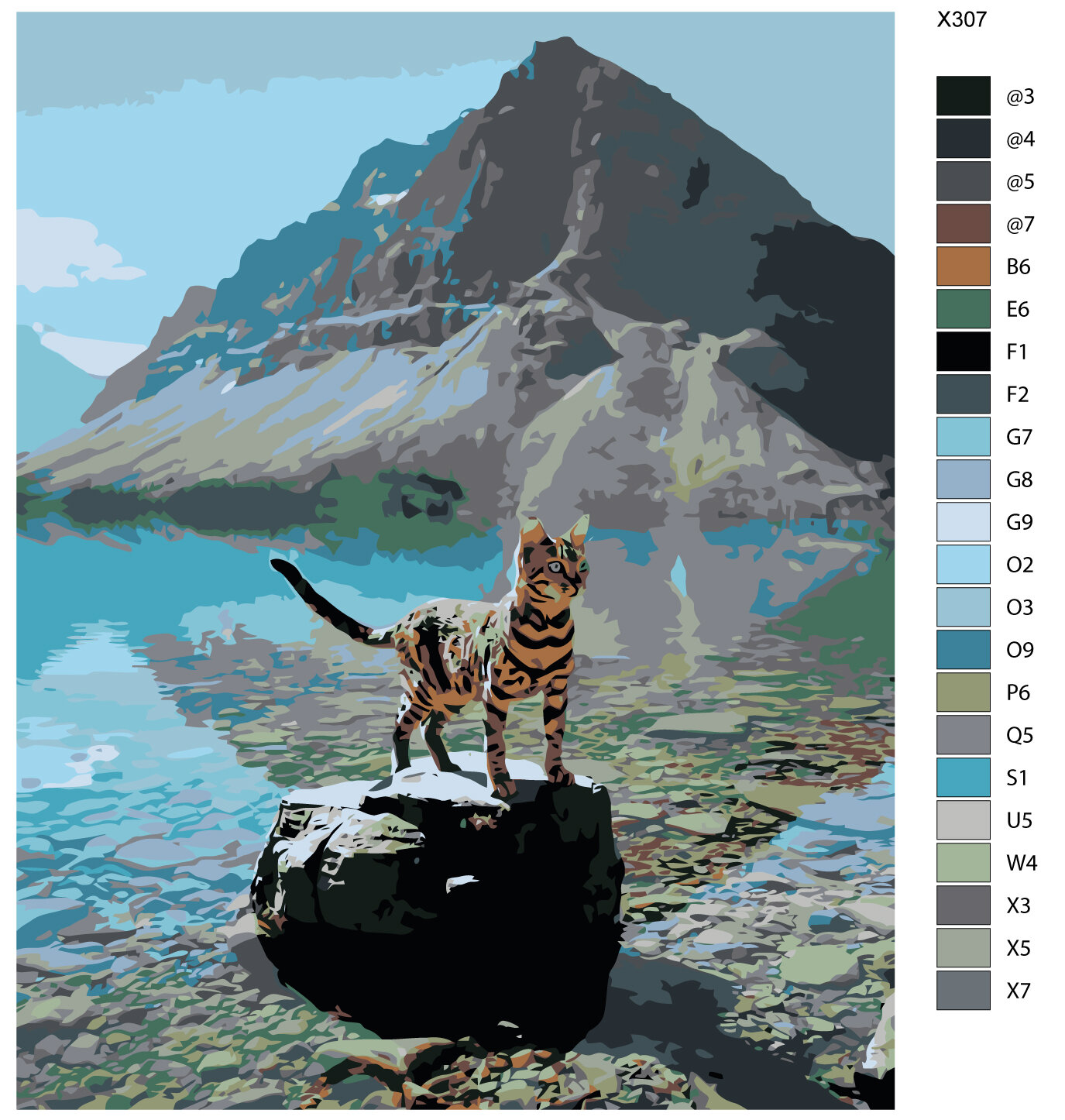 Картина по номерам X-307 "Бенгальский кот на природе" 40х50