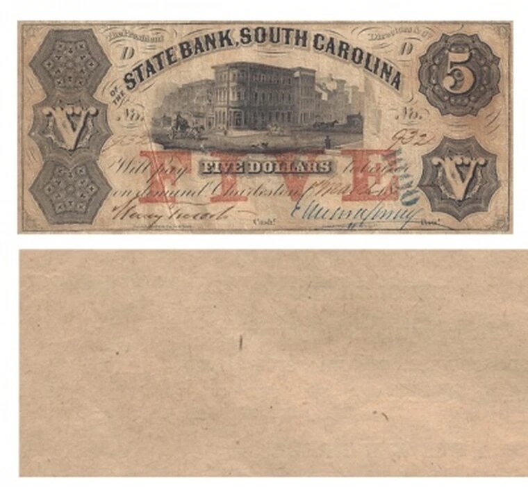 5 долларов 1860 США штат Южная Каролина, сувенирная копия, банкноты и купюры редкие коллекционные