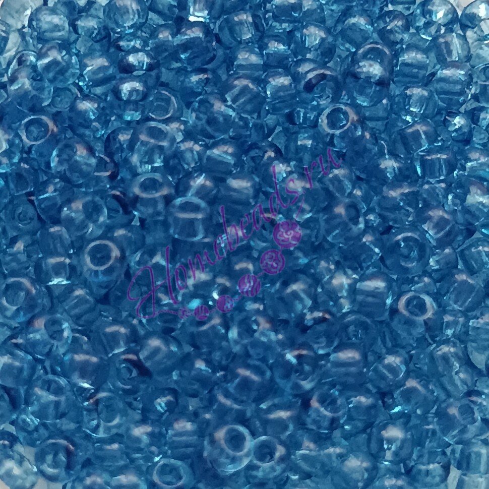 Бисер Чехия Preciosa, 01632, стекло, прозрачный пастельных тонов, круглое отверстие, 10/0, 50 г, синий