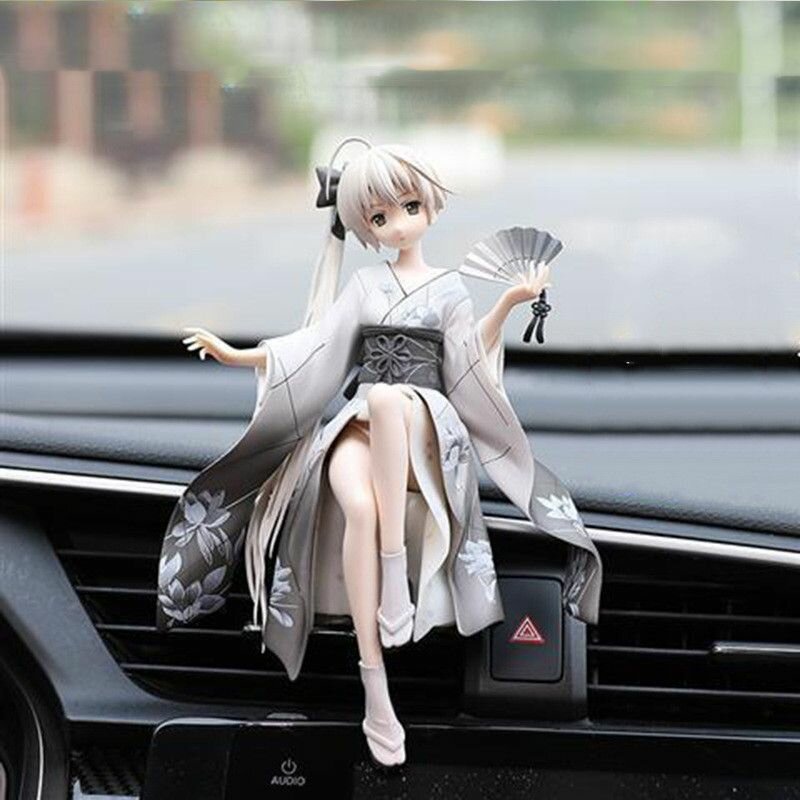 Мультяшная кукла Kasugano Dome для украшения салона автомобиля, аниме-игрушка 13,8 см, декор интерьера авто, белый черный серый