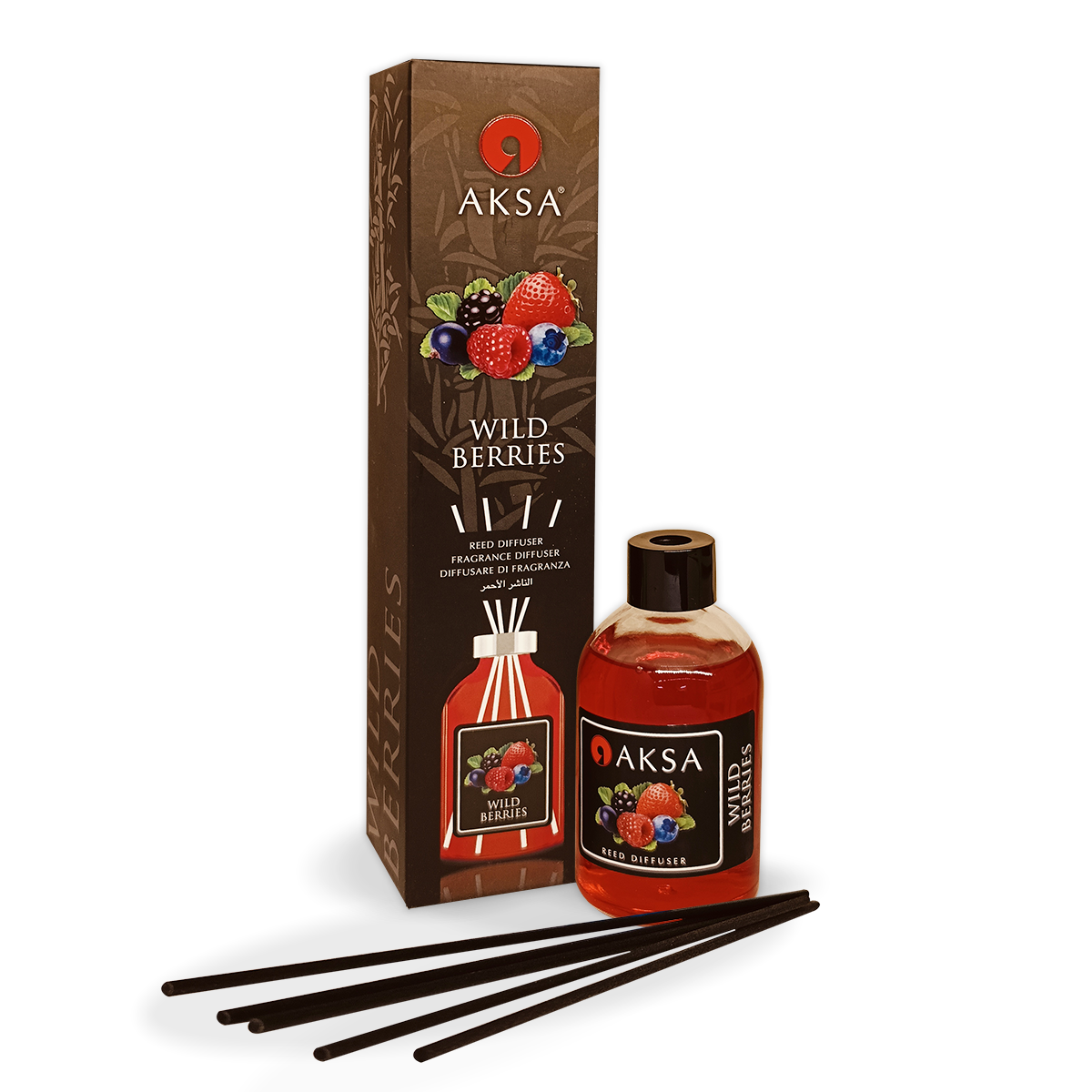 Ароматизатор для дома, Диффузор ароматический с палочками Aksa Wild Berries (Дикие Ягоды) 100мл