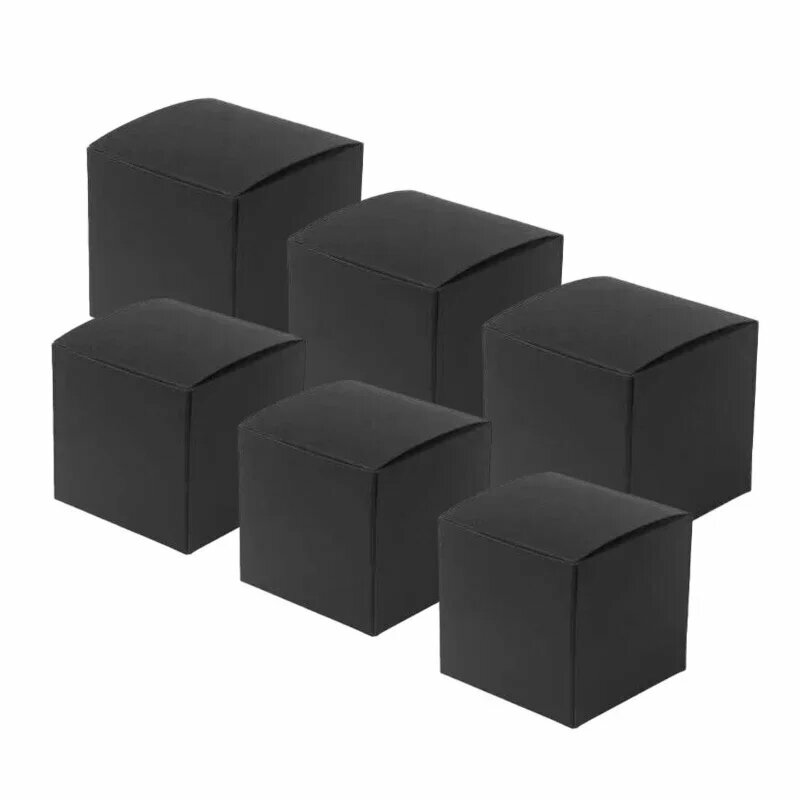 Картонные подарочные коробки из крафт-бумаги 50 шт Черный, Black, 10x10x10cm