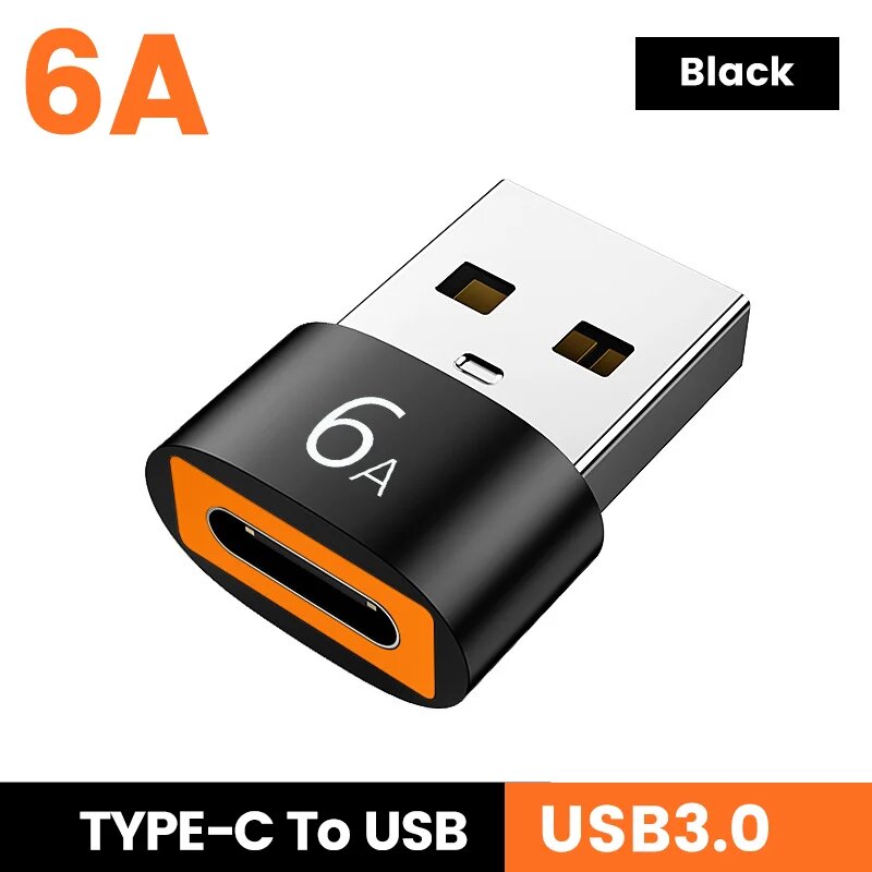 Адаптер Type-C на USB 3.0 6A Black