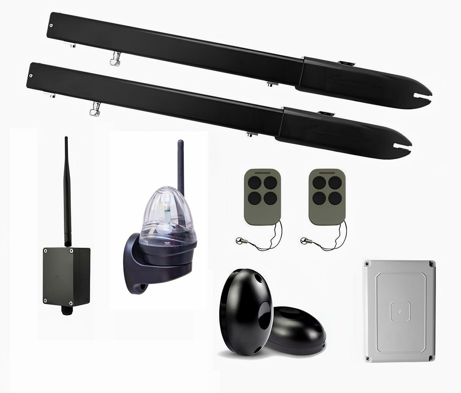 Автоматика для распашных ворот KSW-3000 FULL-4K-BT, комплект: 2 привода, блок управления, 2 пульта, фотоэлементы, лампа, Bluetooth-модуль