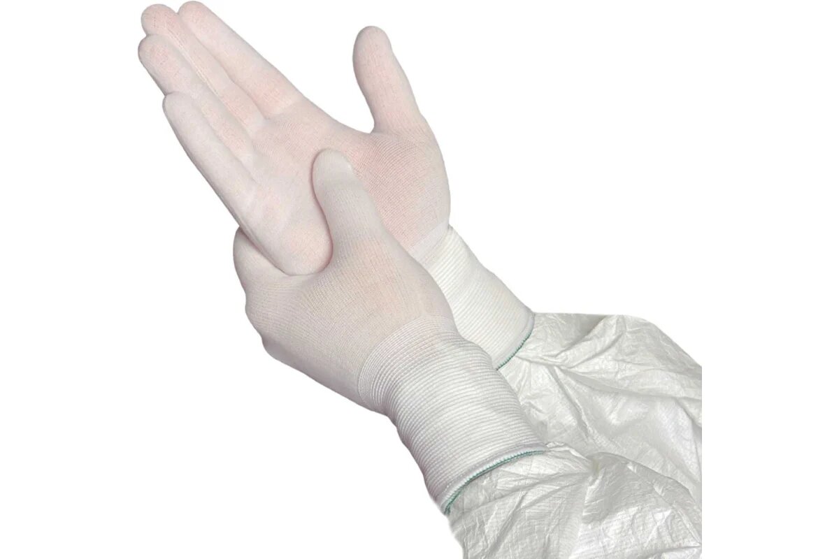 Puretech Вязаные нейлоновые перчатки Nylon 18, белые, размер 10 (XL), 12 пар/уп, GR3014