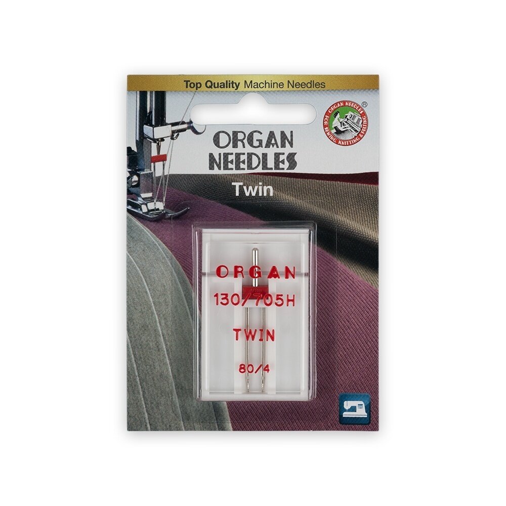 Иглы для швейной машины ORGAN 80/4, 1 шт, в блистере, двойные
