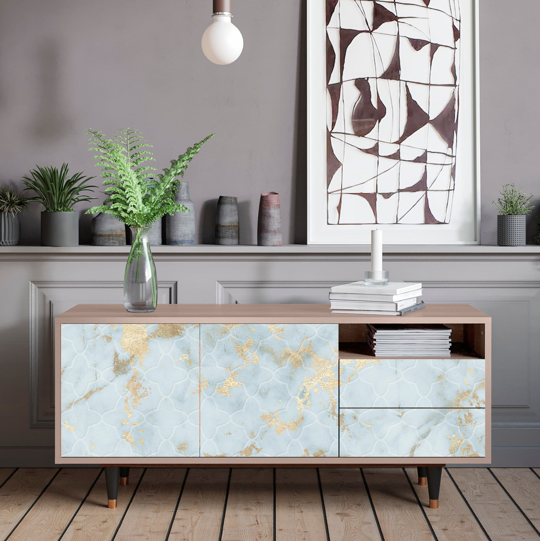 ТВ-Тумба - STORYZ - T7 Golden Waves, Размер - 125 x 56 x 41 см, Цвет корпуса - , Бежевый