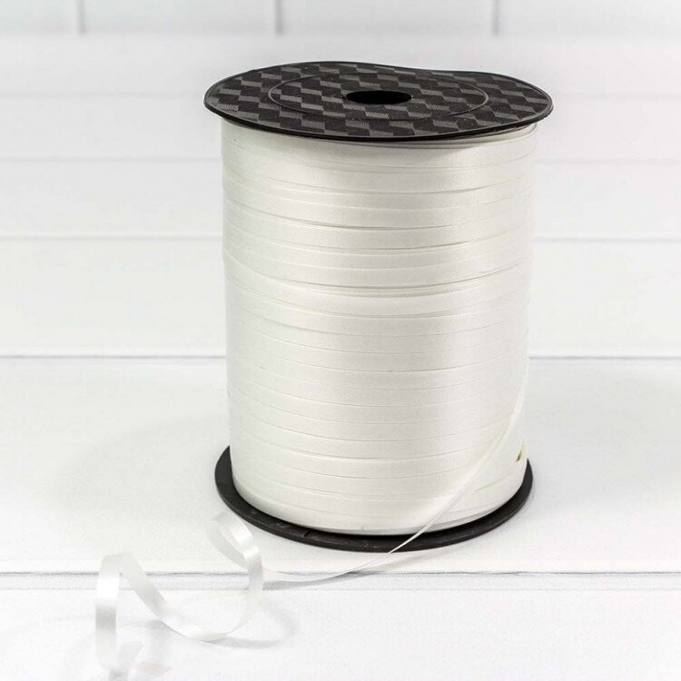 Лента для воздушних шаров, подарков, букетов/Белая/0.5см ширина/500метров длина