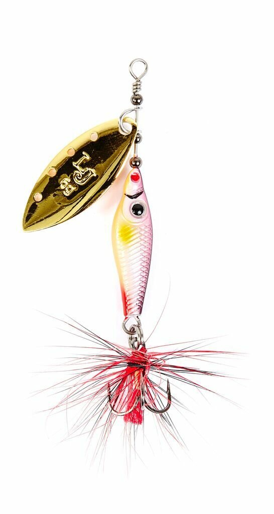 Блесна на щуку вращающаяся (вертушка) Lucky John TRIAN BLADE LONG 12.0г 002 в блистере набор приманок для ловли среднего окуня, судака и жереха , снасти рыболовные для зимней и летней рыбалки