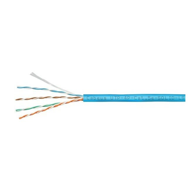 Кабель витая пара U/UTP кат.5E 4х2х24AWG solid LSZH нг(А)-HF UTP-4P-Cat.5e-SOLID-LSZH-BL син. (уп.305м) Cabeus 9777c