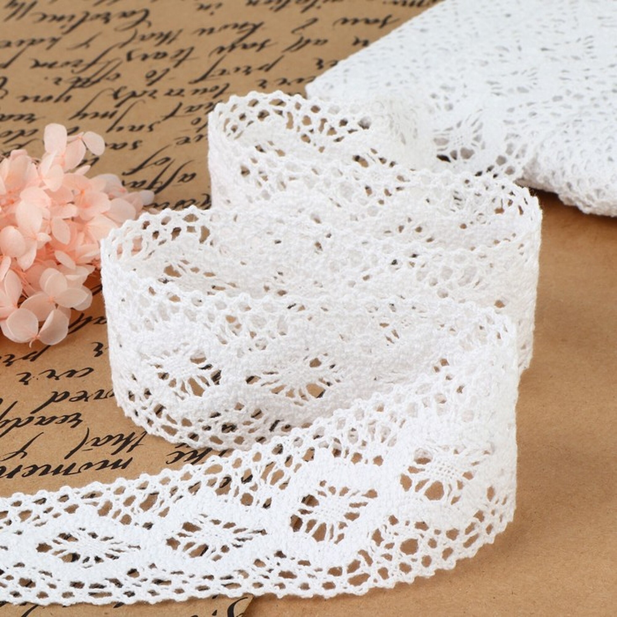 Кружево Арт Узор, вязаное, хлопок, полиэстер, 50мм x 10м, белое