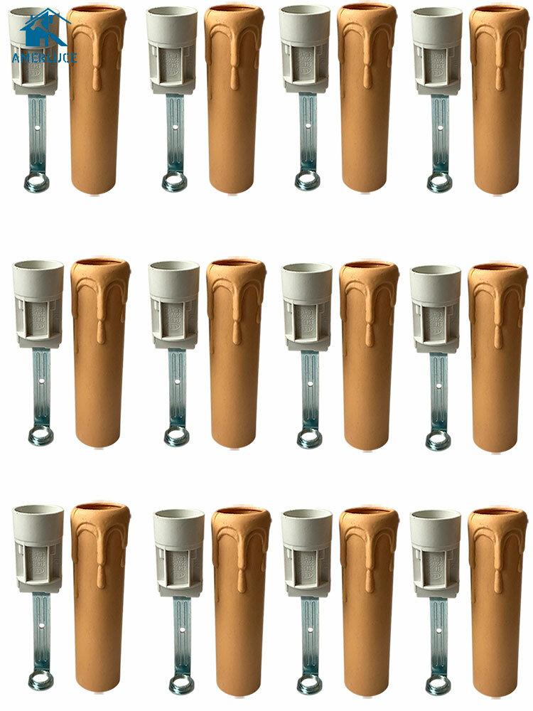 Патрон оплавленная свеча, (оплывшая свеча) Е14 для люстры в сборе, 100 мм, цвет Антик, Е14, 12 шт