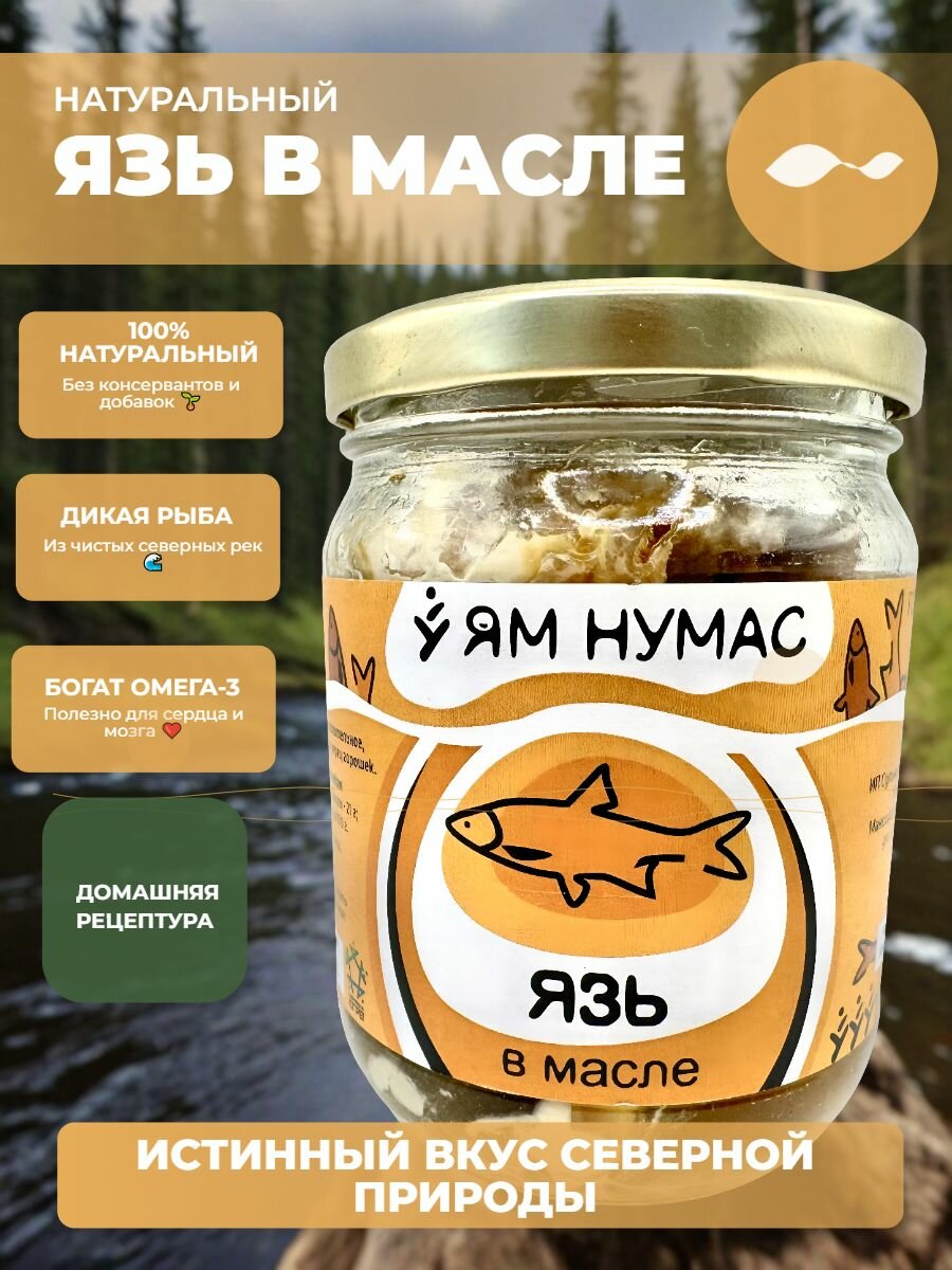 Консервы рыбные Язь в масле, 450 грамм, ЯМ нумас