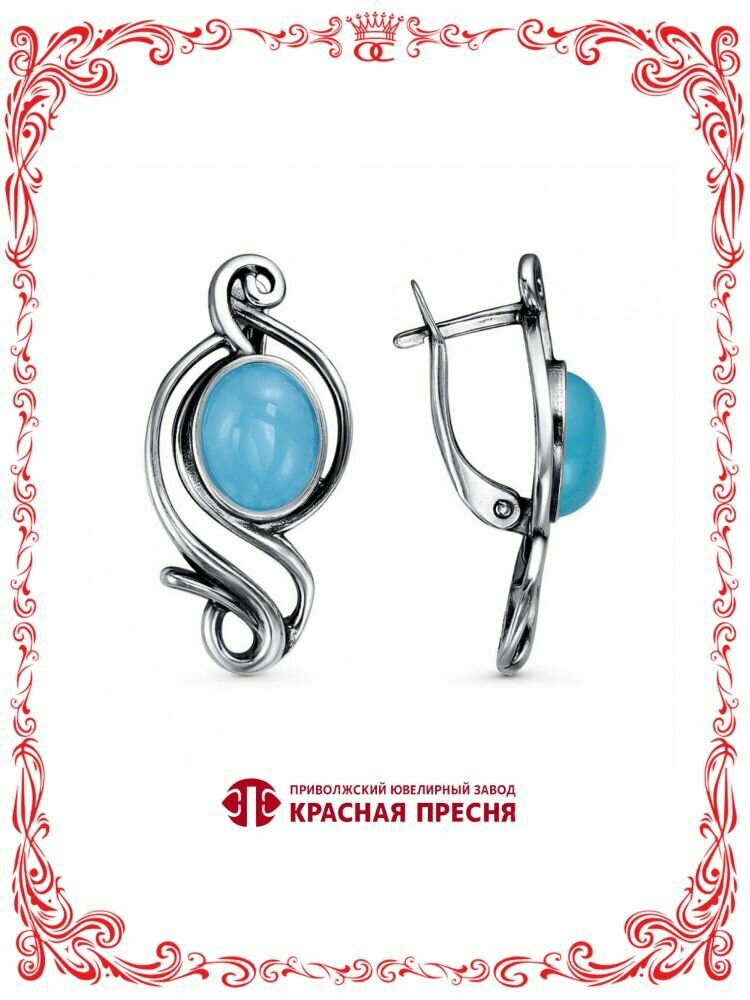 Серьги Красная Пресня, халцедон синтетический