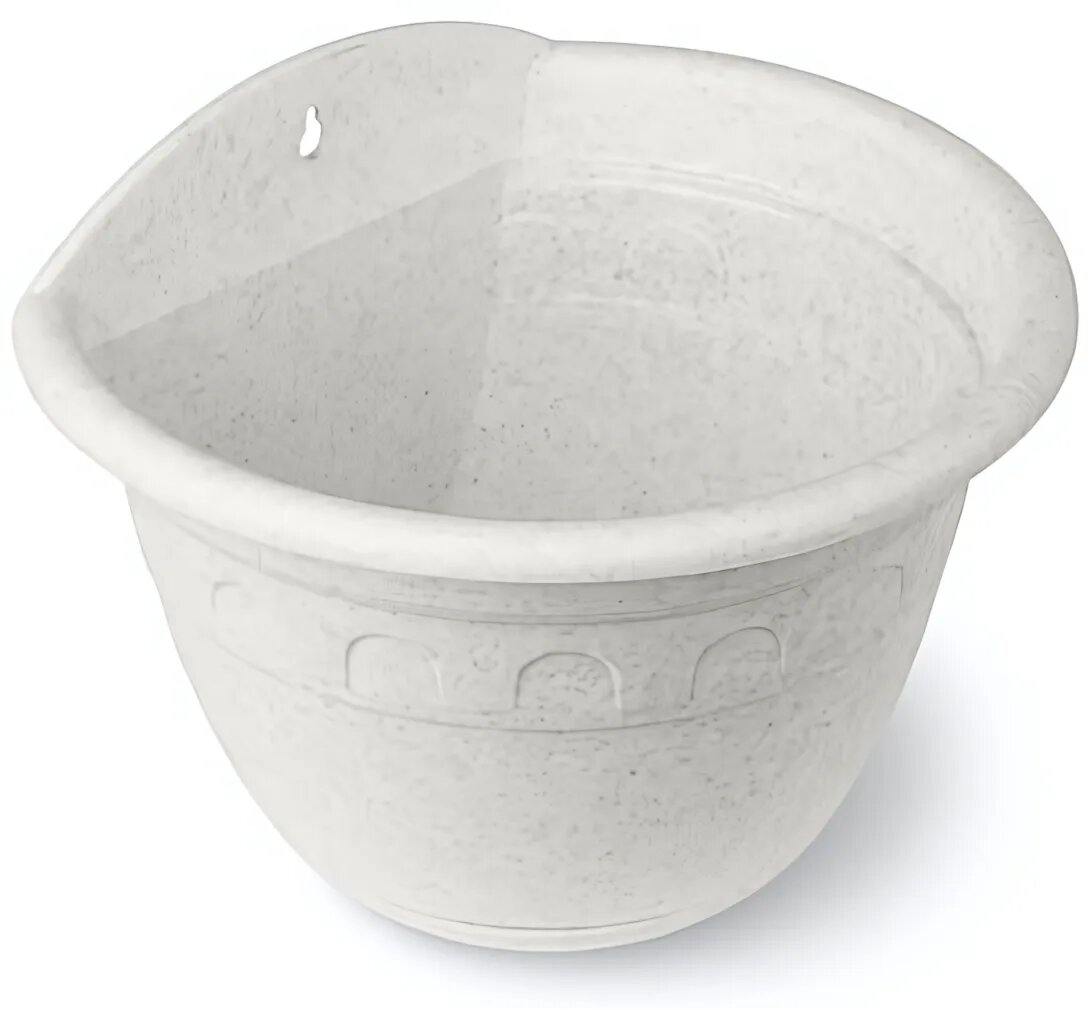 Кашпо настенное пластиковое 0,95л d-16см «Колывань», мраморный, для цветов