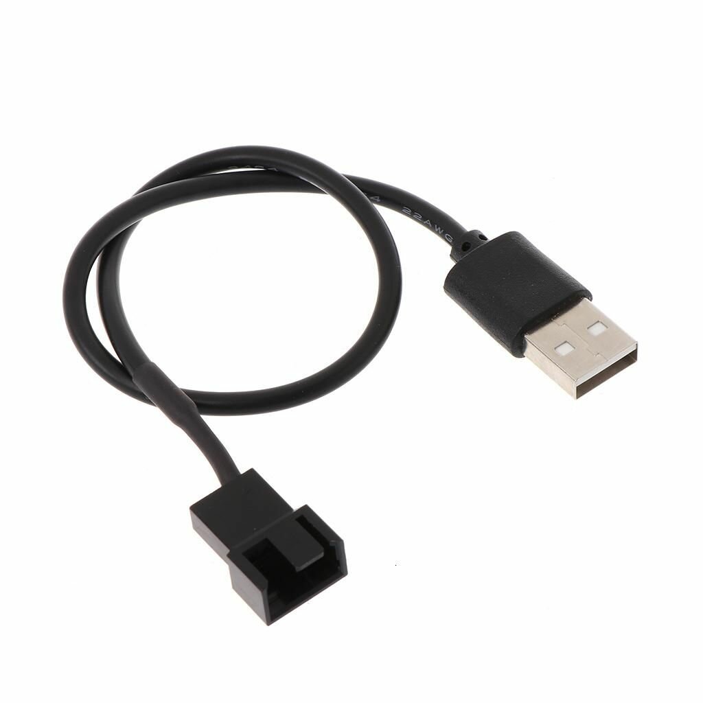 Кабель адаптера питания PWM вентилятора 5V USB2.0 A Male на 3/4-контактный 22AWG, Черный