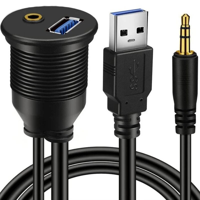 Водонепроницаемый USB 3.0 и AUX удлинитель для авто 1m