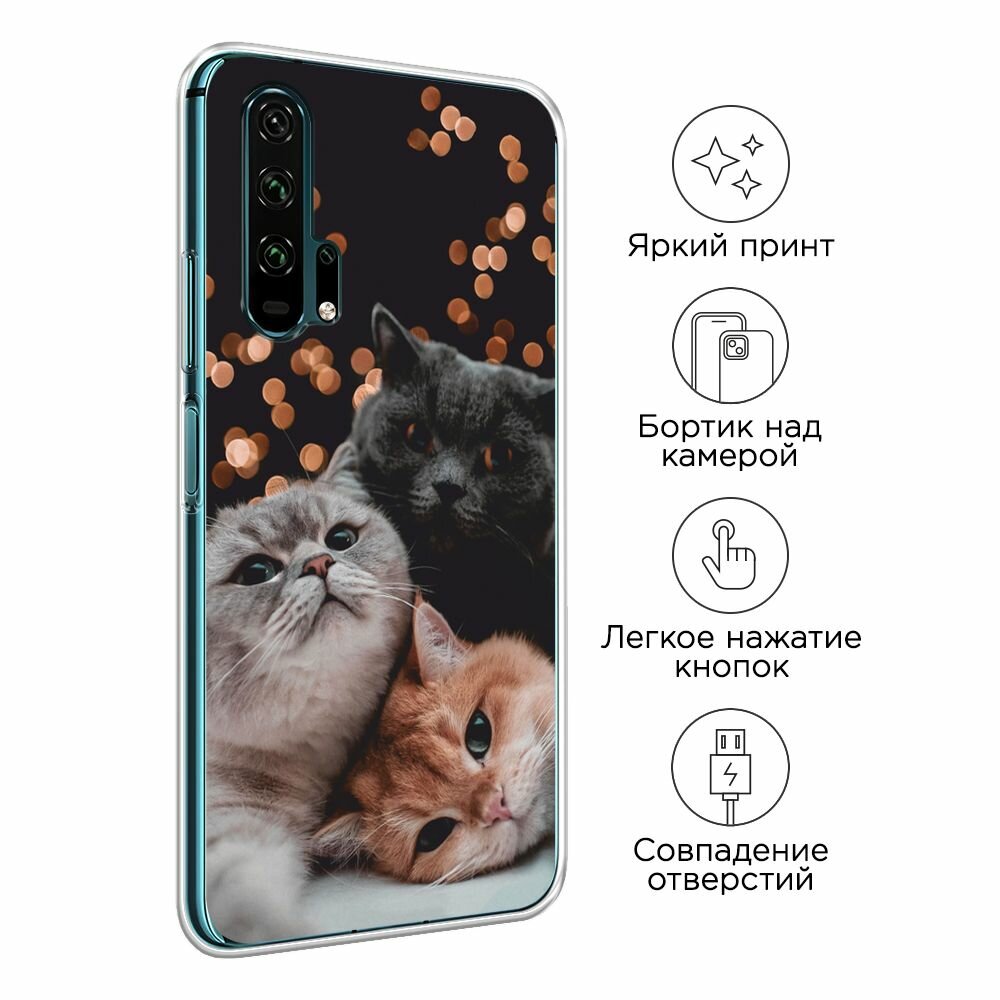 Чехол на Honor 20 Pro / Хонор 20 Про с принтом "Кошачьи обнимашки" — фото 1