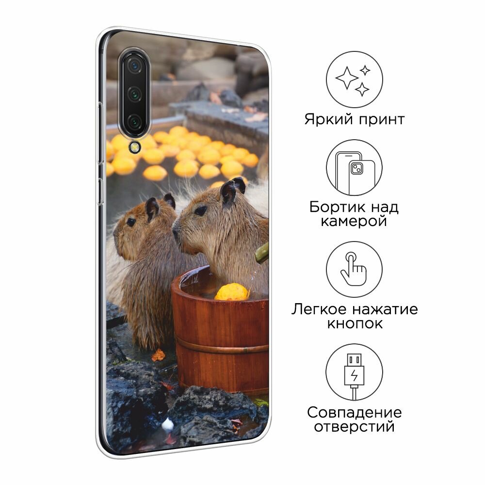 Чехол на Xiaomi Mi CC9/A3 Lite/9 Lite / Сяоми Mi CC9/A3 Lite/9 Lite с принтом "Капибары отмокают" — фото 1