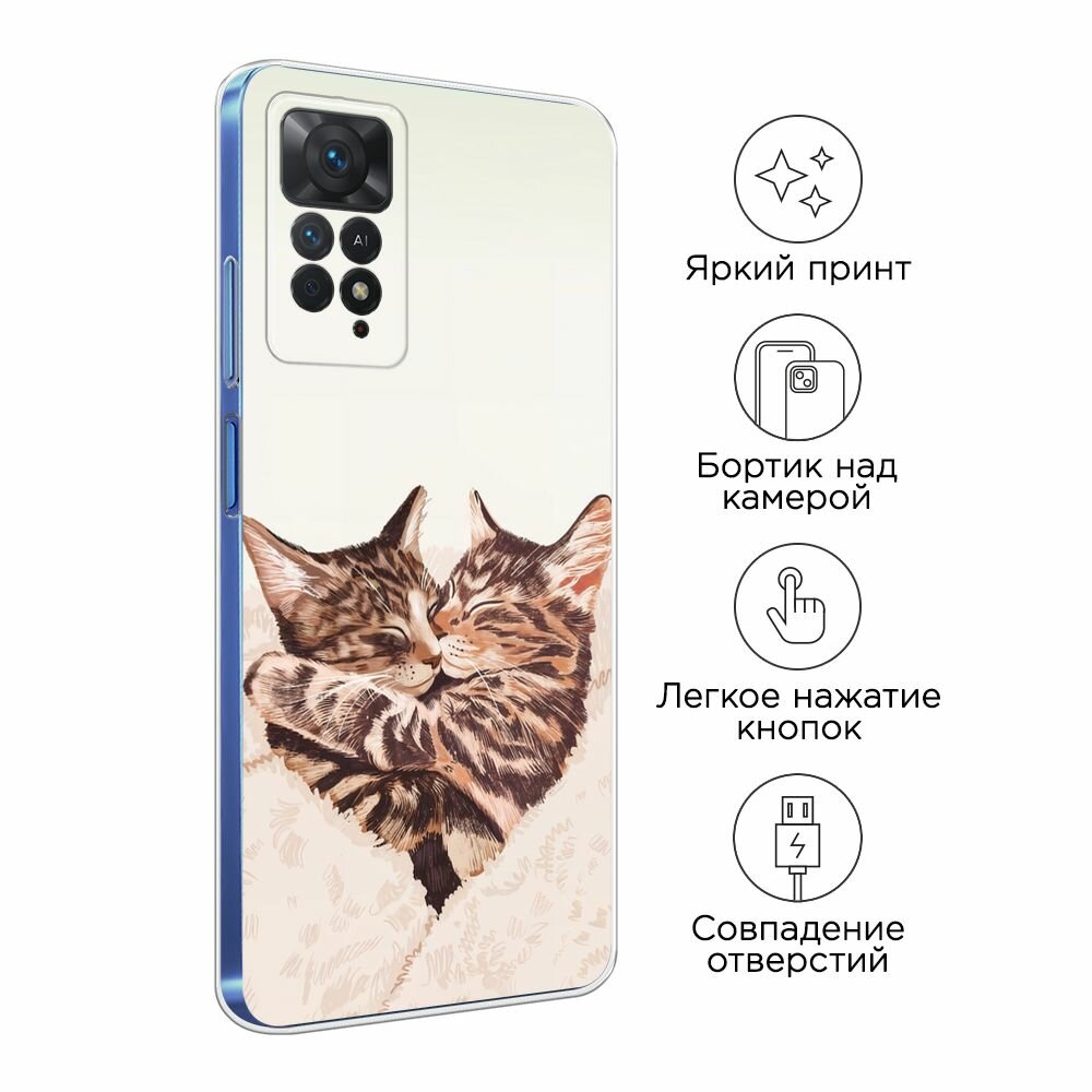 Чехол на Xiaomi Redmi Note 11E Pro / Сяоми Редми Нот 11E Pro Про с принтом "Влюбленные котейки - 14 февраля" — фото 1