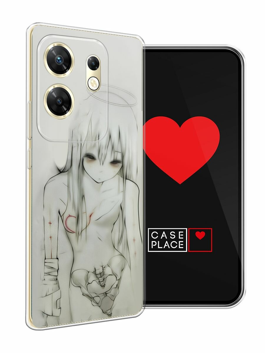 Чехол на Infinix Zero 30 4G / Инфиникс Зеро 30 4G с принтом "Аниме рисунок чёрно-белый" — фото 1