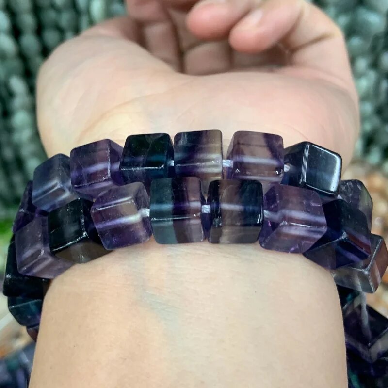 Фуриоса Флюорит Бусины Кубики Фиолетовые Зелёные 8-9 мм 8-9mm