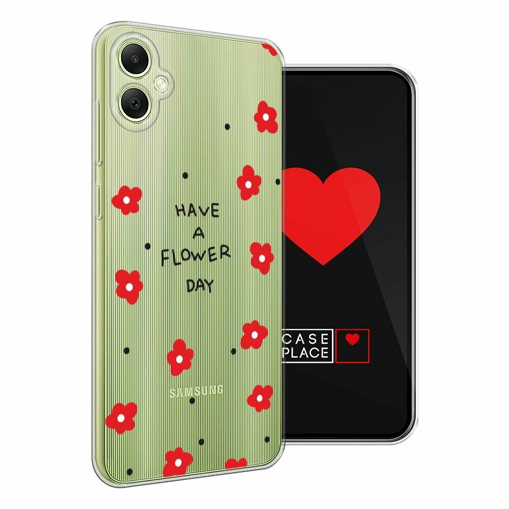 Чехол на Samsung Galaxy A05 / Самсунг Галакси A05 с принтом "Have a flower day 2", прозрачный — фото 1