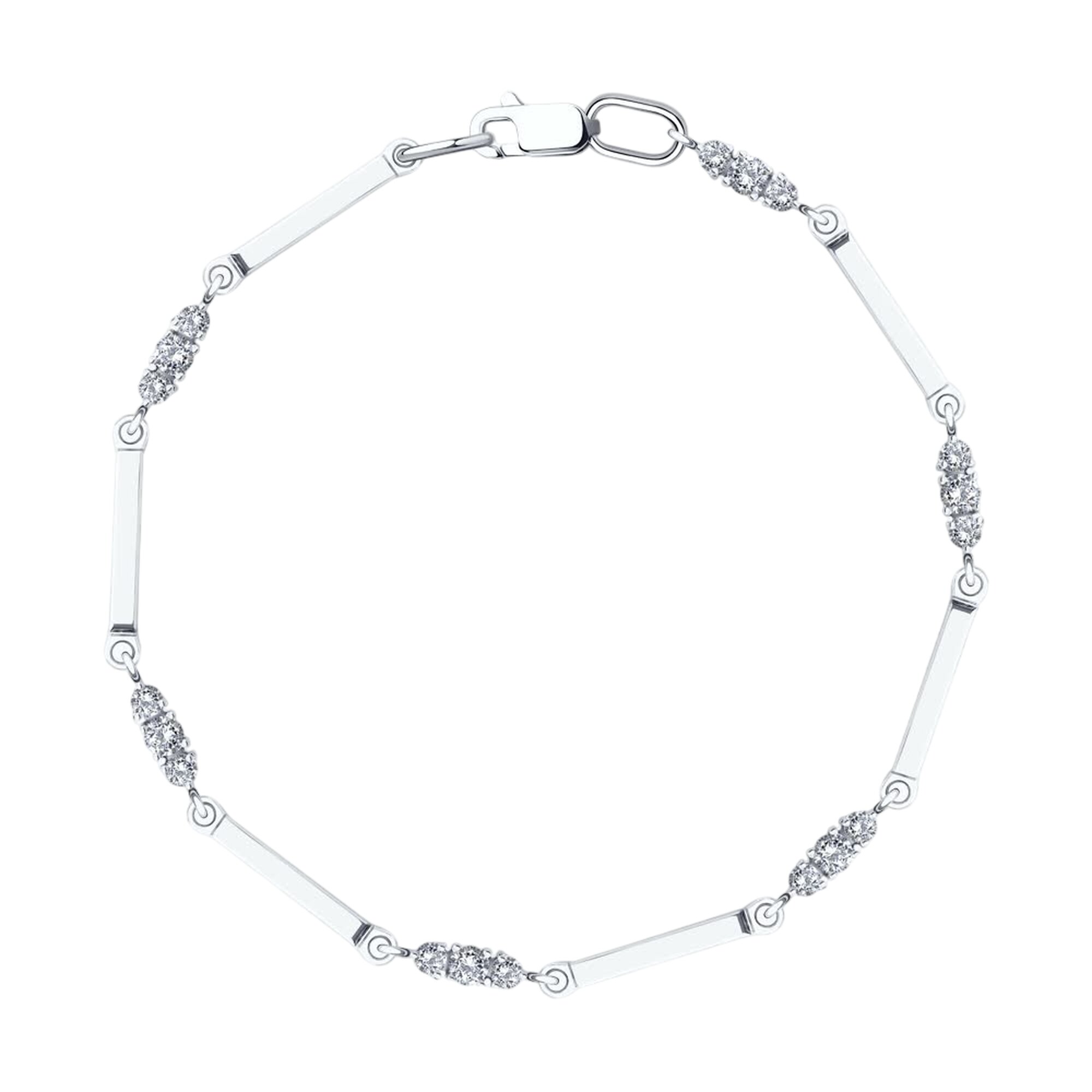 Браслет, белое золото, 585 проба, фианит