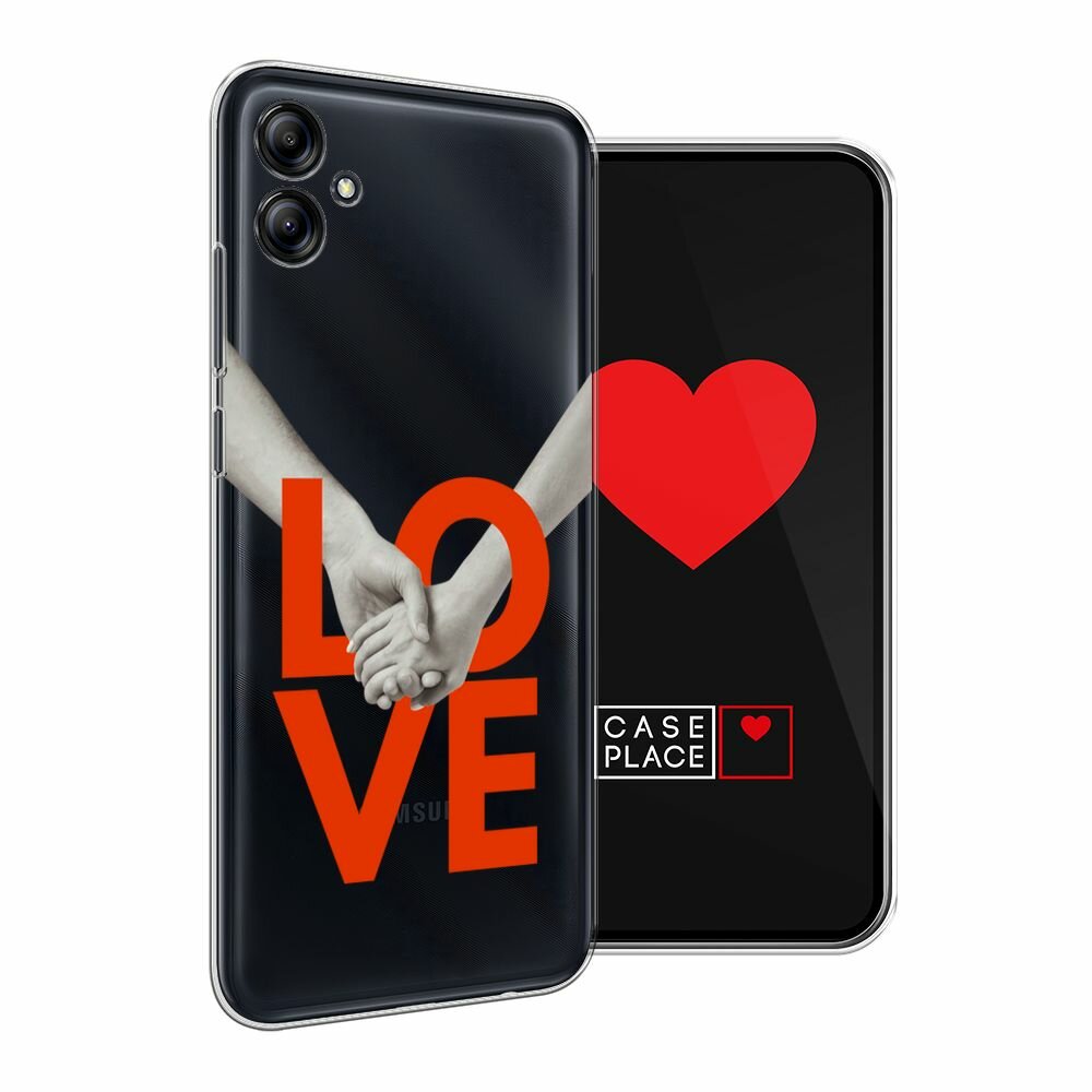 Чехол на Samsung Galaxy A04e / Самсунг A04e с принтом "Love holding hands - 14 февраля", прозрачный — фото 1