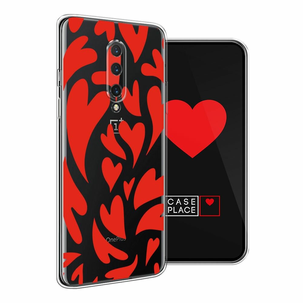 Чехол на OnePlus 8 / ВанПлас 8 с принтом "Crazy hearts 2 - 14 февраля", прозрачный — фото 1