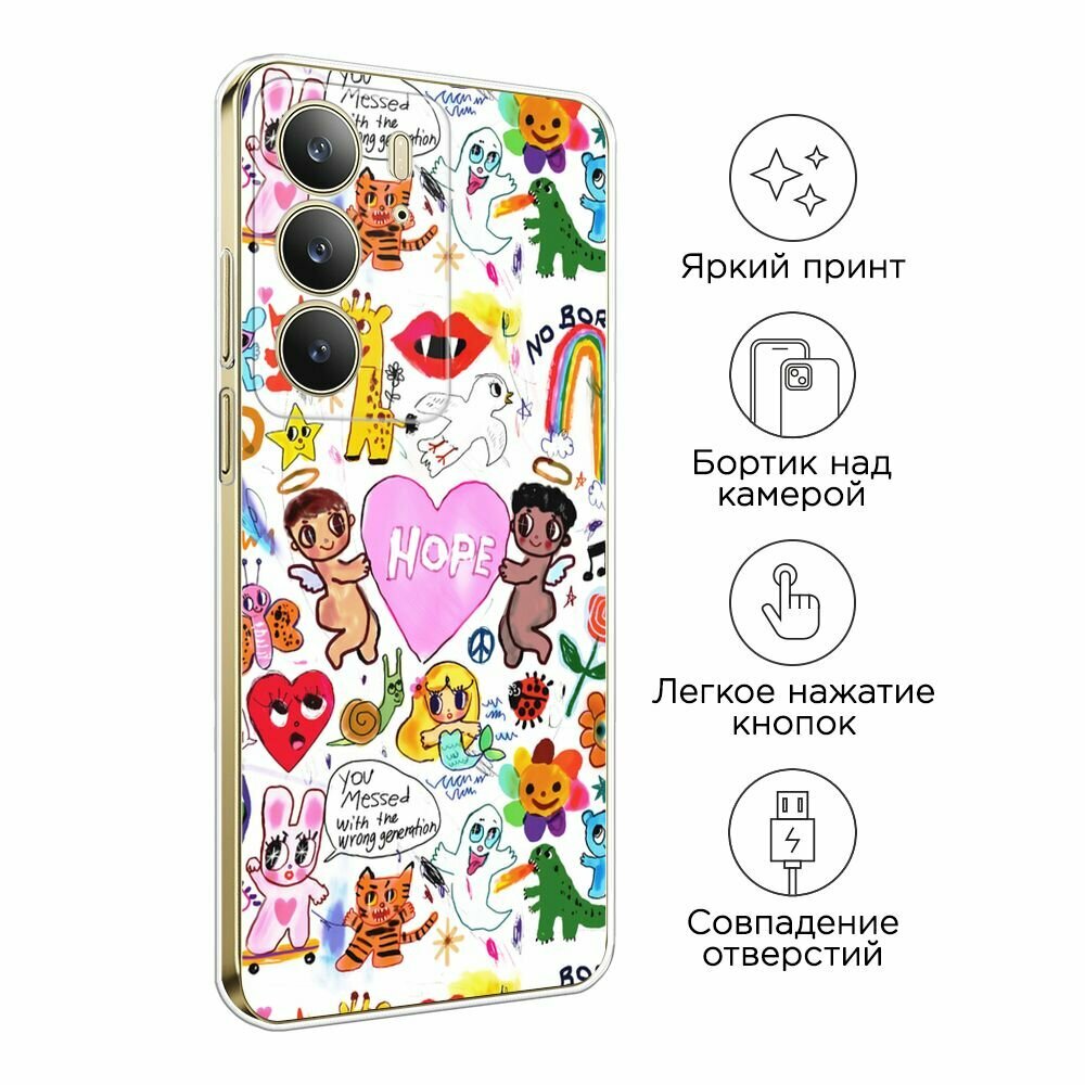 Чехол на Realme C75 4G / Реалми C75 4G с принтом "Милые рисунки" — фото 1
