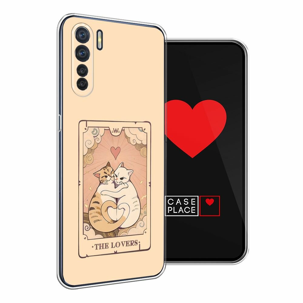 Чехол на Oppo A91/Reno 3 / Оппо A91/Рено 3 с принтом "The lovers cats 1 - 14 февраля" — фото 1