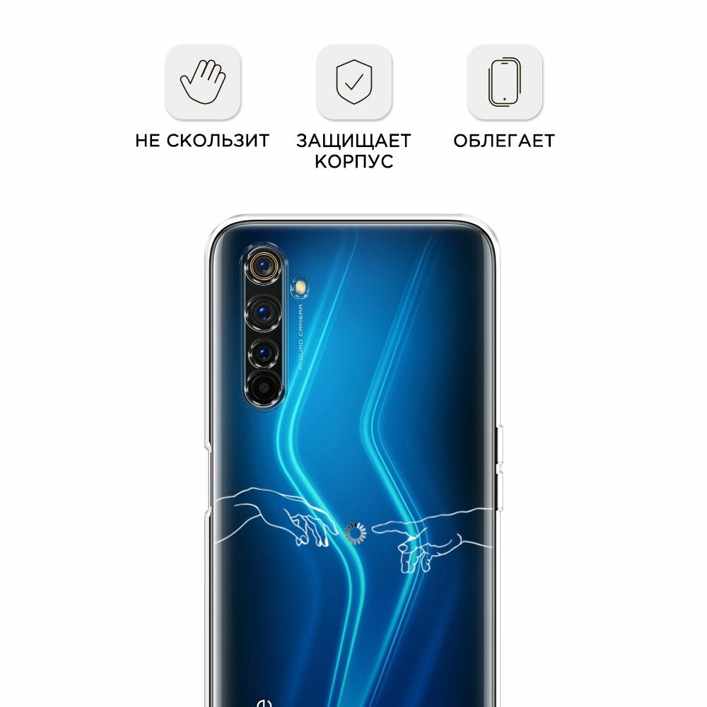 Чехол на Realme 6 Pro / Реалми 6 Про с принтом "Загрузка творения", прозрачный — фото 1