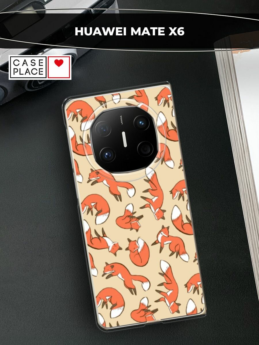Чехол на Huawei Mate X6 / Хуавей Мате X6 с принтом "Лисички фон"