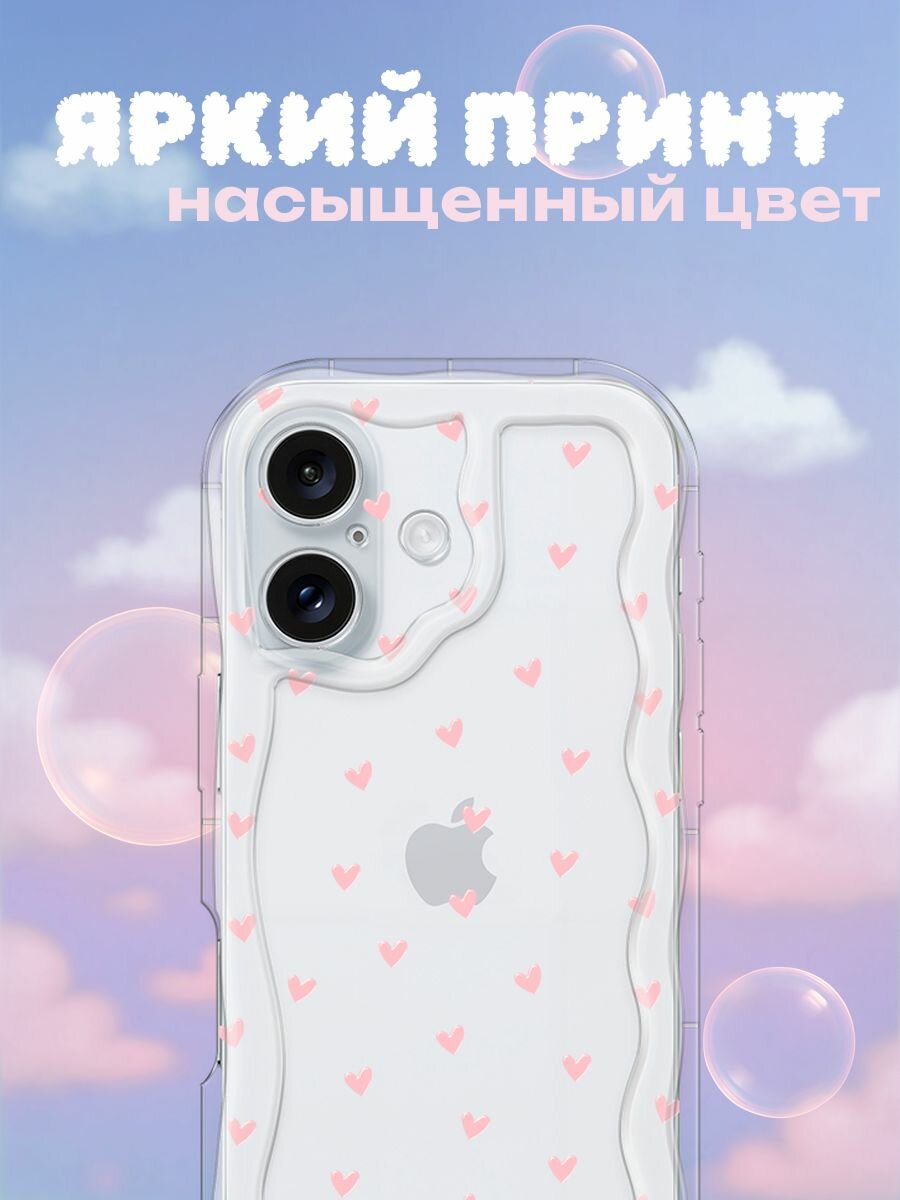 Чехол на Apple iPhone 16 / Айфон 16 с принтом Маленькие нежные сердечки — фото 1