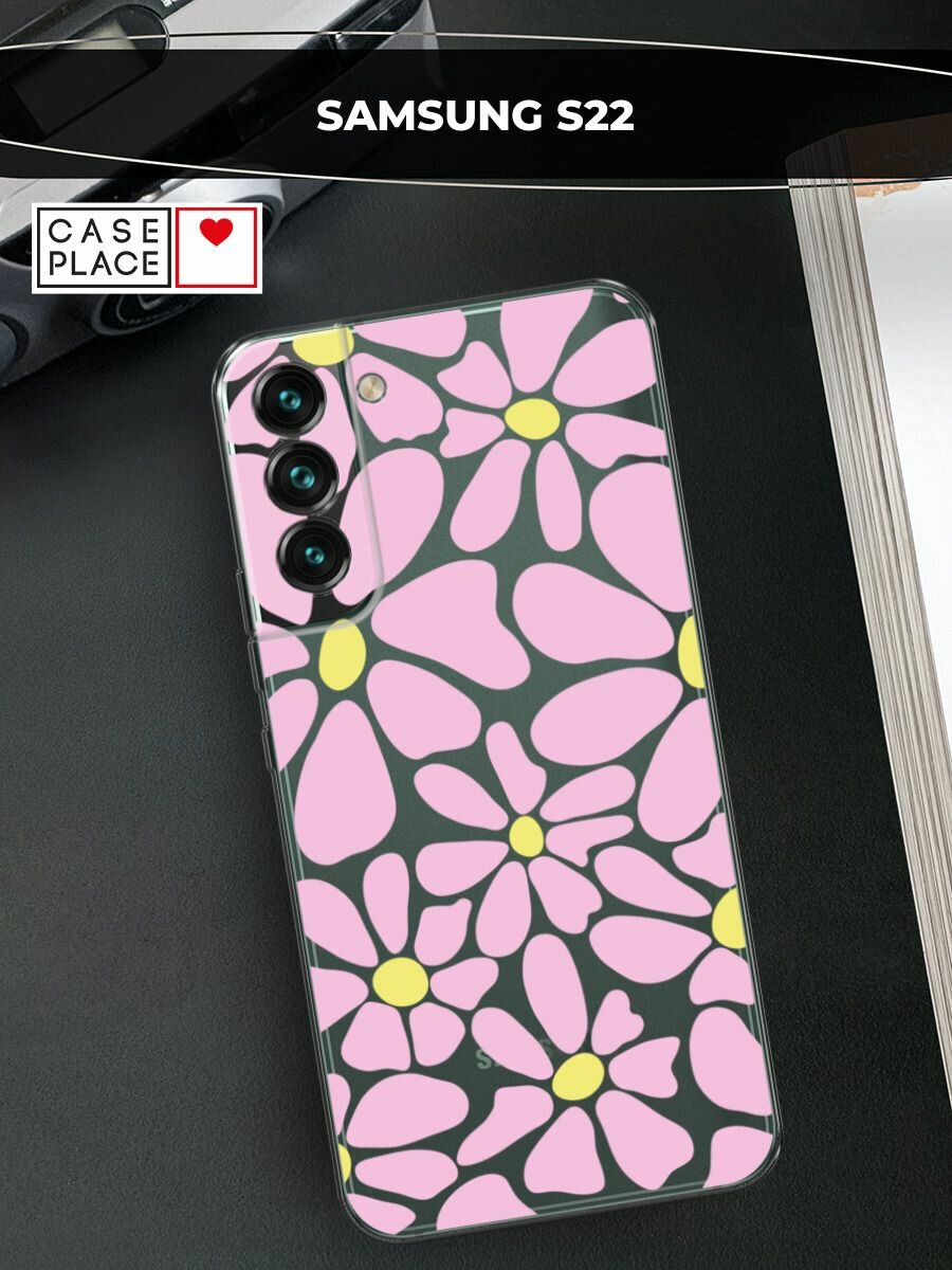 Чехол на Samsung Galaxy S22 / Самсунг Галакси S22 с принтом "Розовые лепестки 2", прозрачный