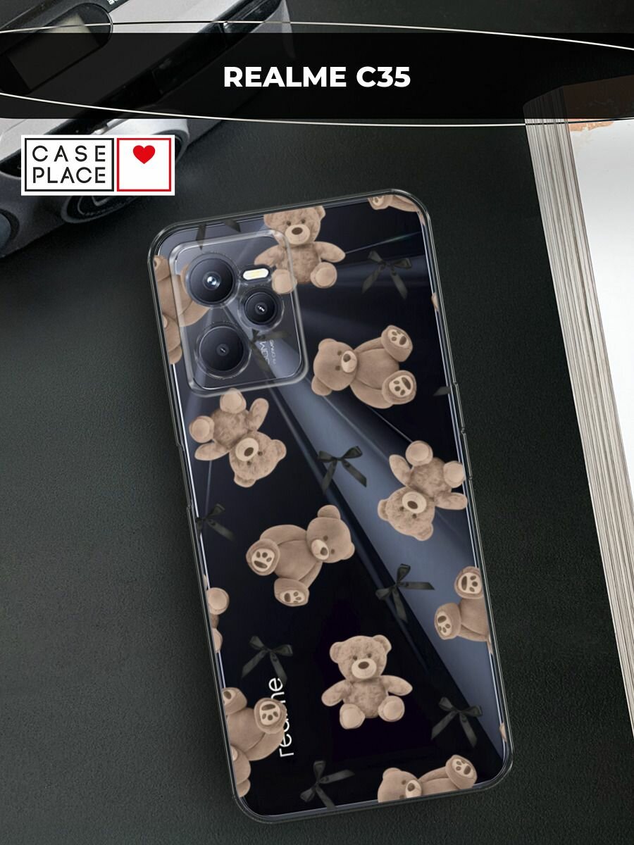 Чехол на Realme C35 / Реалми C35 с принтом "Плюшовые мишки 2", прозрачный