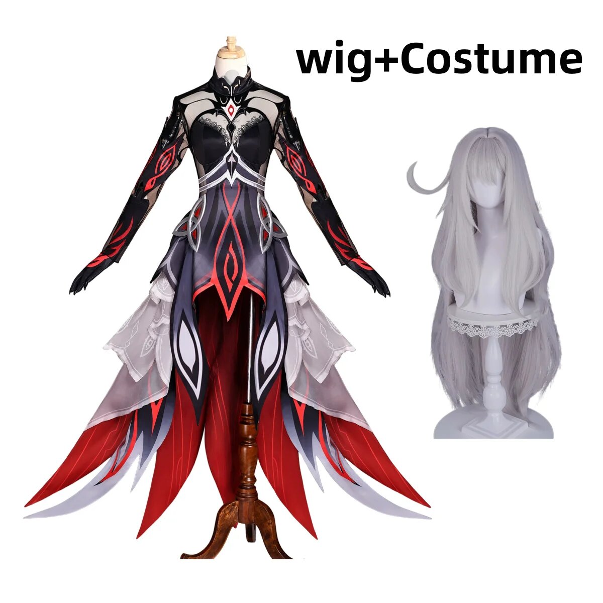 Косплей костюм Ронанова Небесные Принципы черный красный S, suit wig