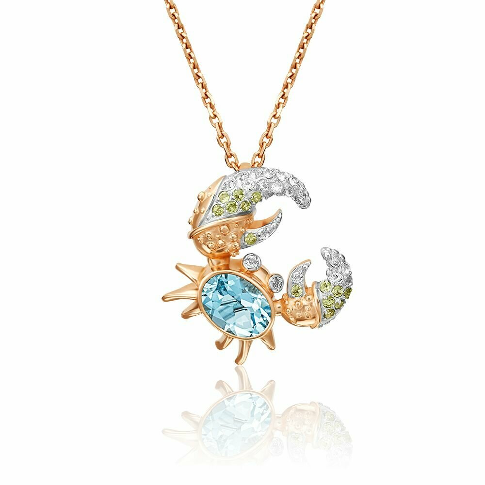 Подвеска, красное золото, 585 проба, хризолит, топаз