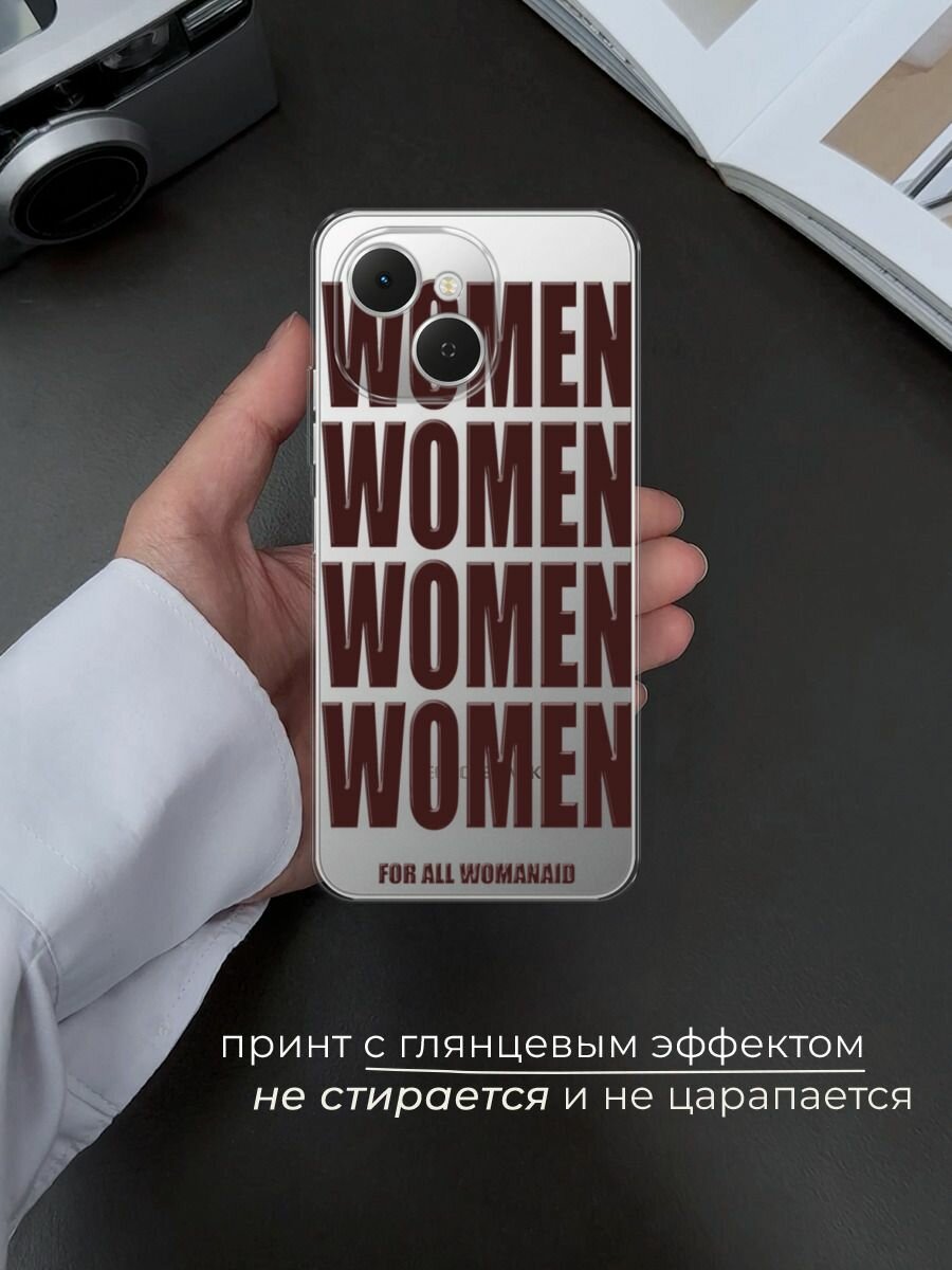 Чехол на Tecno Spark 40C / Текно Спарк 40C с принтом Woman burgundy — фото 1