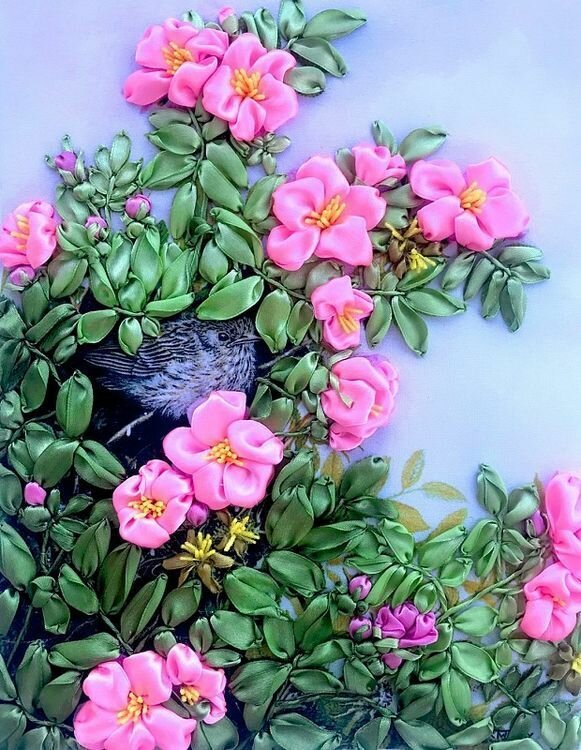 Вышивка лентами набор FeDi "Шиповник" 24х31 см, Цветы